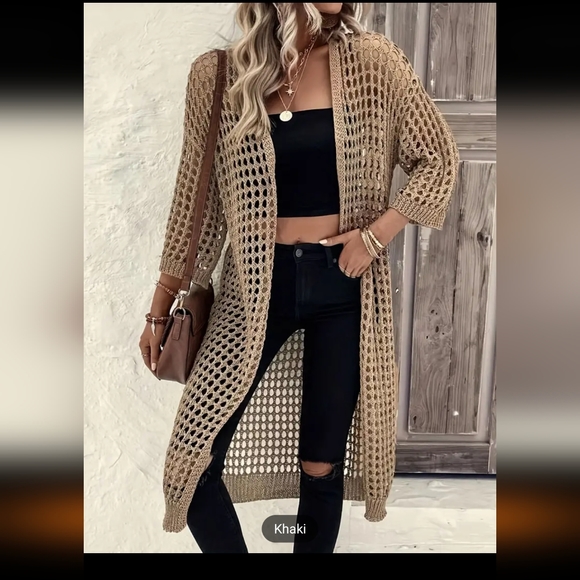 Sweaters | Solid Long Length Crochet Coverup | Poshmark